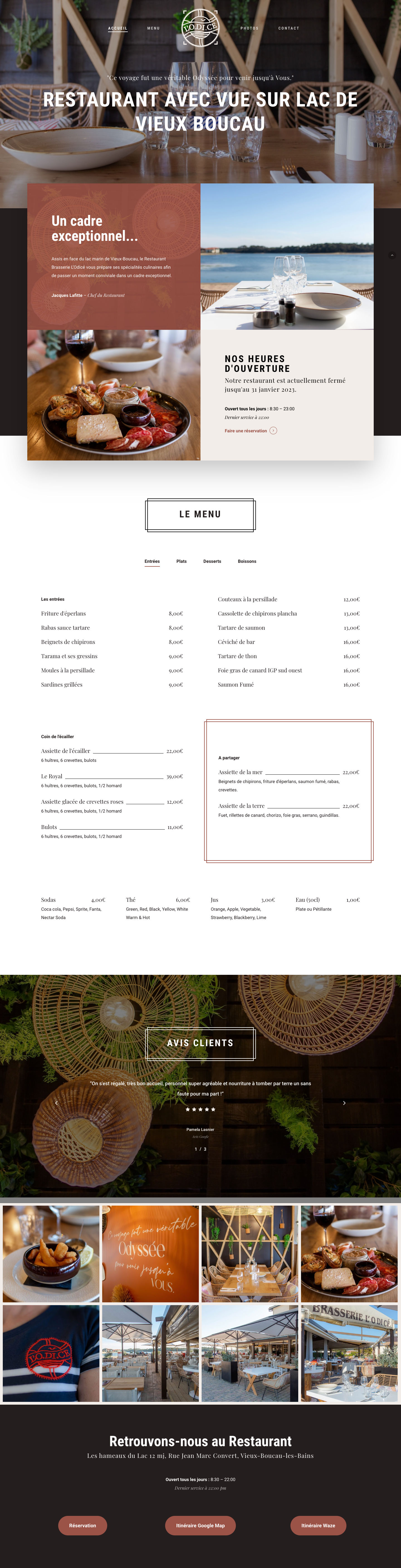Site vitrine WordPress du restaurant l’Odicé à Vieux Boucau